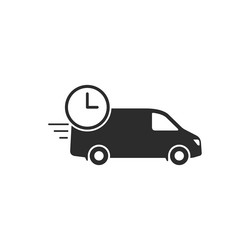 Fast delivery truck with clock shipping icon Vector Image