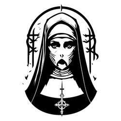 Halloween the nun scary sketch hand draw Vector Image