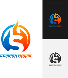 Letter s with fire logo design template creative Vector Image