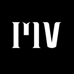 Mv logo m v design white letter mvm Royalty Free Vector