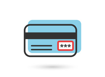 Credit card icon in flat style cvv verification Vector Image