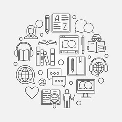 Language courses round Royalty Free Vector Image