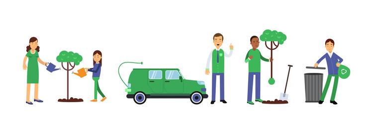 People characters contributing into environment Vector Image