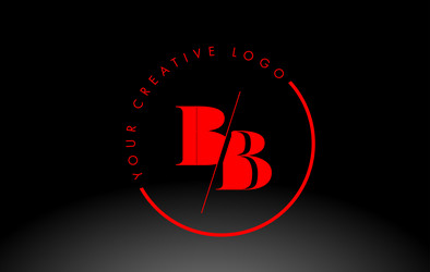 Letter b logo with a red circle swoosh design Vector Image