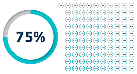Pie chart full set ring percentage diagram Vector Image