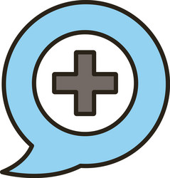 Speech bubble with cross medical line style Vector Image