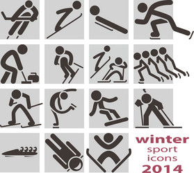 Winter sport symbols icons set simple style Vector Image