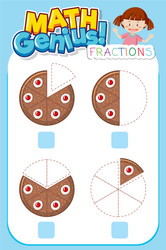 Math worksheet template design for fractions Vector Image