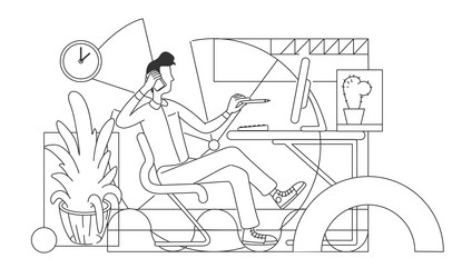 Talented programmer working efficiently line Vector Image