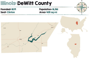 Map of dewitt county in illinois Royalty Free Vector Image