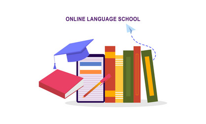 Online language school banner Royalty Free Vector Image