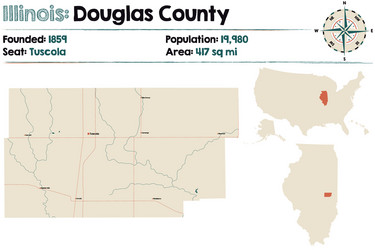 Map of douglas county in illinois Royalty Free Vector Image