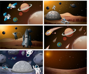 Large set outer space scenes Royalty Free Vector Image
