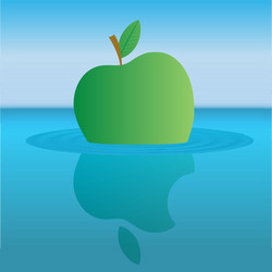 Comic drawing metaphor apple sailing over sea Vector Image