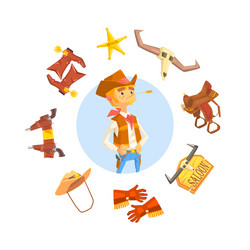 Cowboy western cartoon character Royalty Free Vector Image