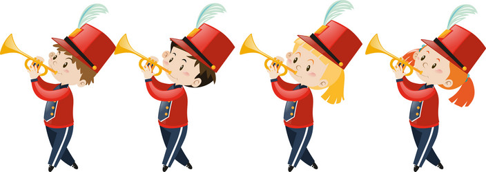 Cartoon kids marching band parade child musicians Vector Image