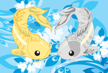 Japan koi fish with kanji word Royalty Free Vector Image