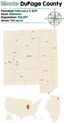 Map of dupage county in illinois Royalty Free Vector Image