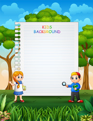 Paper template with happy kids Royalty Free Vector Image