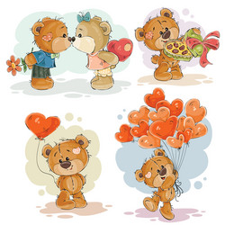 Set clip art of teddy bears Royalty Free Vector Image