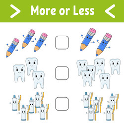 Learning mathematics numbers - choose more less Vector Image