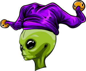 Alien clown face icon halloween funster Royalty Free Vector