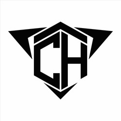 Ch logo monogram circle with piece ribbon style Vector Image