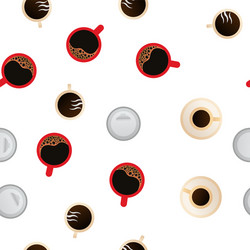 Coffee mugs top view seamless pattern Royalty Free Vector