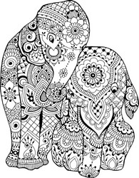 Asian elephant with patterns Royalty Free Vector Image