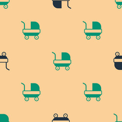 Green and black baby stroller icon isolated Vector Image