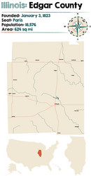 Map of edgar county in illinois Royalty Free Vector Image