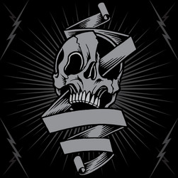 Skull drawing line work Royalty Free Vector Image