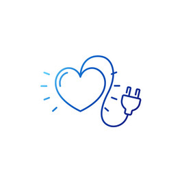 Heart with electric plug line icon Royalty Free Vector Image