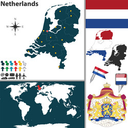 Map netherlands with cities Royalty Free Vector Image