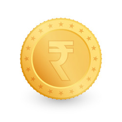 Gold rupee coins indian money stacked golden Vector Image