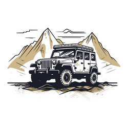 Beautiful jeep silhouette Royalty Free Vector Image