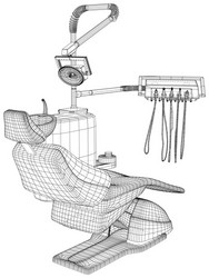 Modern dental chair wire-frame outline drawing Vector Image