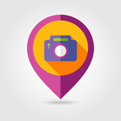 Photo camera map pin icon Royalty Free Vector Image
