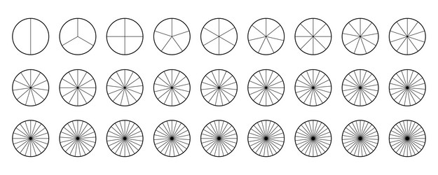 Circle segments collection pie diagrams set Vector Image
