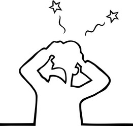 Stress head pain or headache cartoon stick figure Vector Image