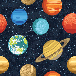 Seamless space pattern background with planets Vector Image