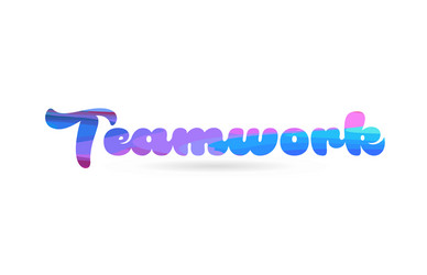 Team work pink blue color word text logo icon Vector Image