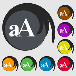 Enlarge font aa icon sign symbols on eight colored