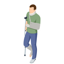 Isometric woman with a leg injury in cast Vector Image