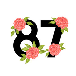 Number 7 floral design Royalty Free Vector Image