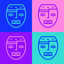 Pop art line mexican mayan or aztec mask icon Vector Image
