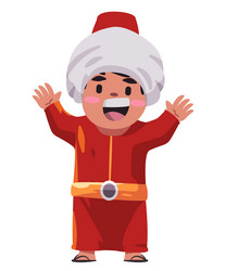 Arab king sultan kids wearing arabian caliph Vector Image