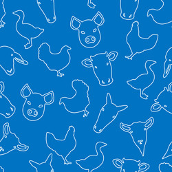 Light blue farm animal pattern design Royalty Free Vector