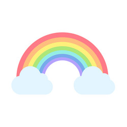 Clouds in the sky with a colorful rainbow across Vector Image
