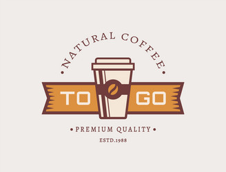 Take away concept coffee logo Royalty Free Vector Image